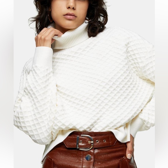 Topshop | Sweaters | Topshop Quilted Oversized Turtleneck Sweater ...
